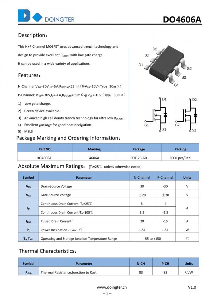 DO4606A datasheet page 1