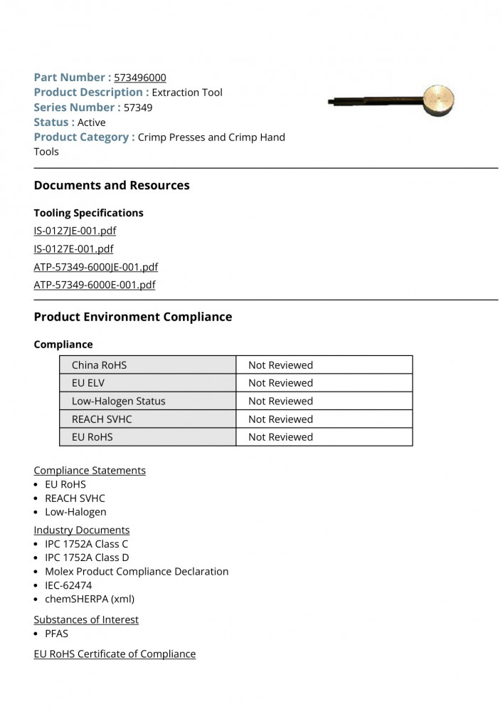 Document preview page 1 for MOLEX 573496000