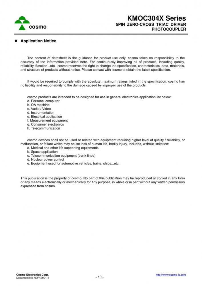 Cosmo KMOC3043S TL datasheet page 10