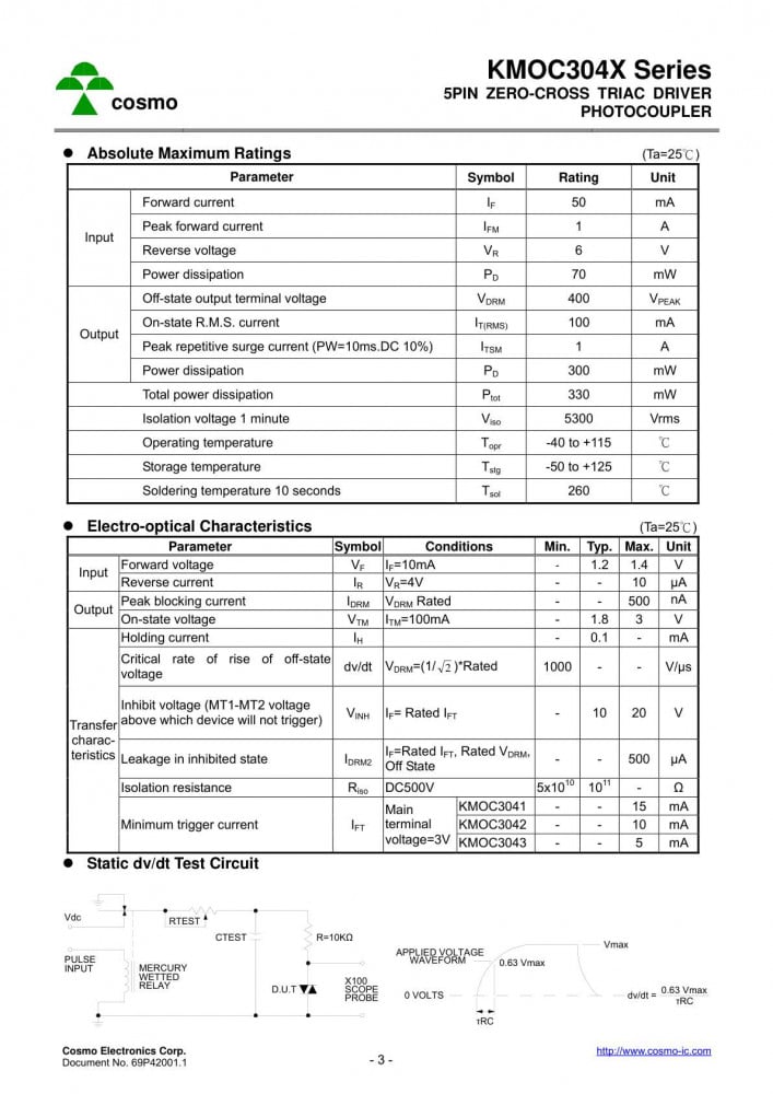 Cosmo KMOC3043S TL datasheet page 3