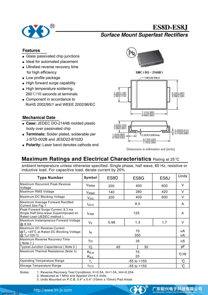 JUXING ES8J datasheet page 1
