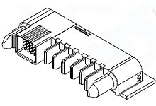 EXTreme Ten60Power Right-Angle Receptacle with Side Guides, 15 Signal Circuits, Press Fit Tail
