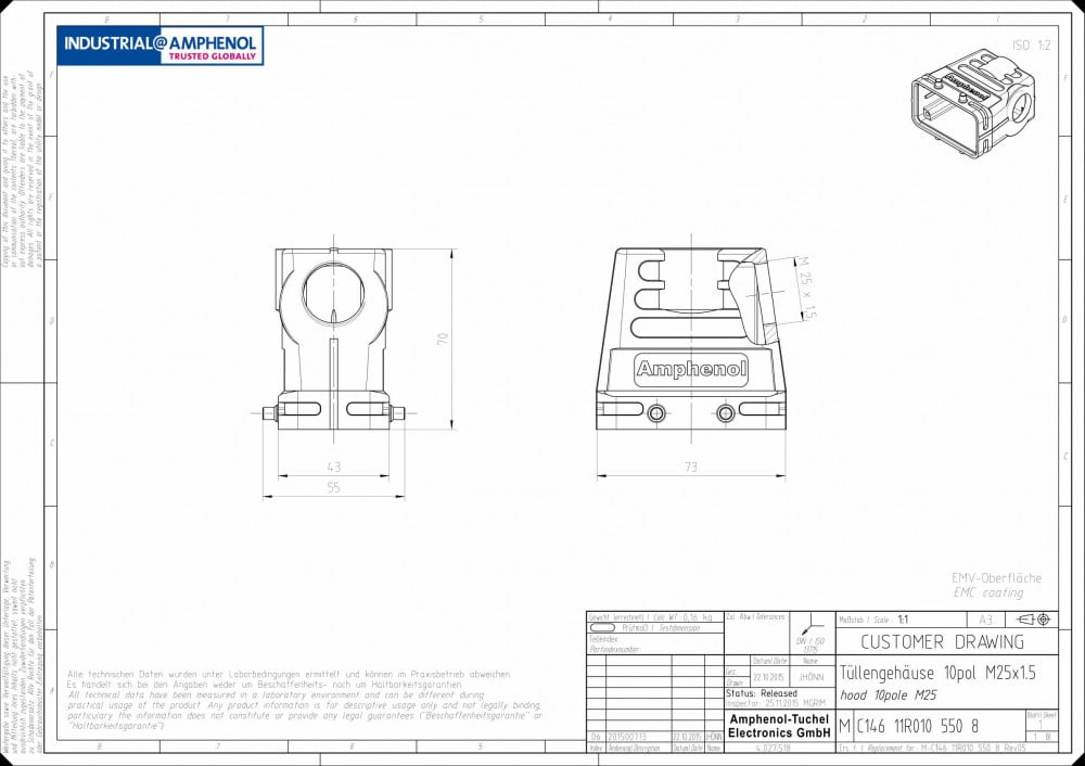 Amphenol C146 11R010 550 8 customer drawing
