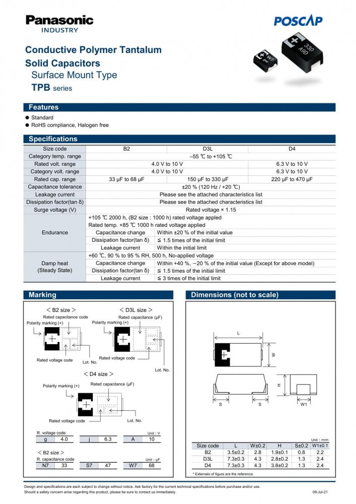 PANASONIC TPB series document page 1