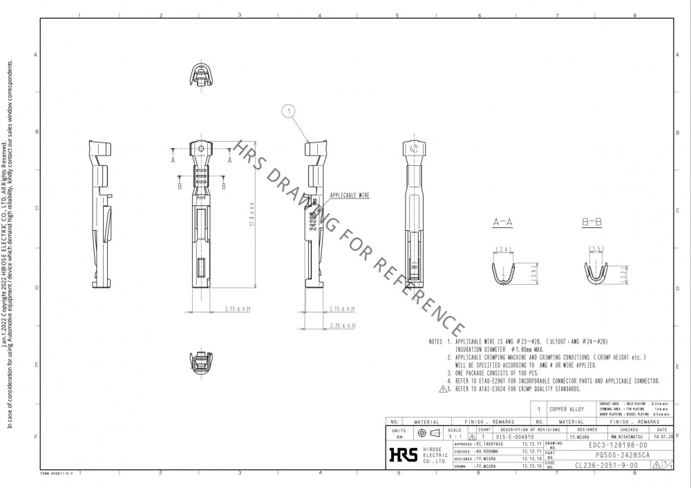 HRS PQ50S-2428SCA technical drawing preview