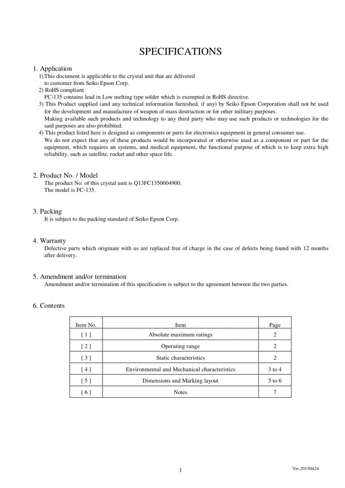 FC-135 specification page 2