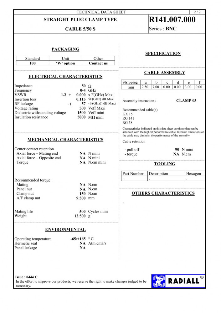 Radiall R141007000 technical datasheet, page 2