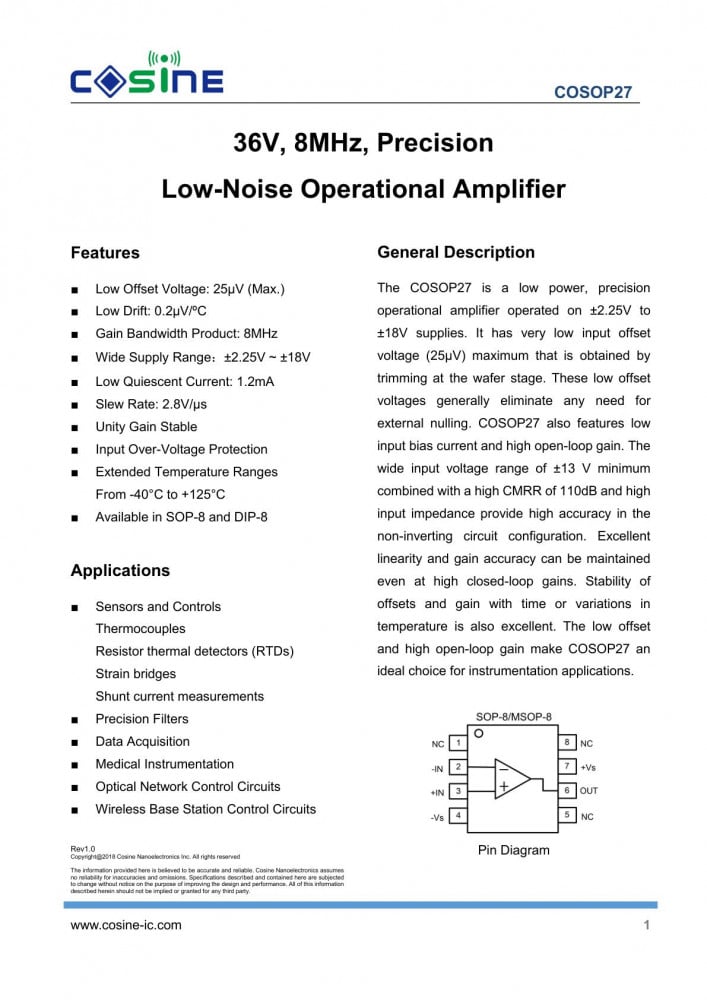 COSOP27SRC datasheet page 1