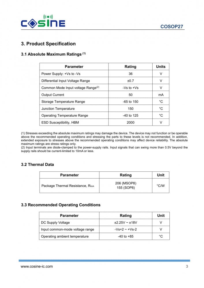 COSOP27SRC datasheet page 3