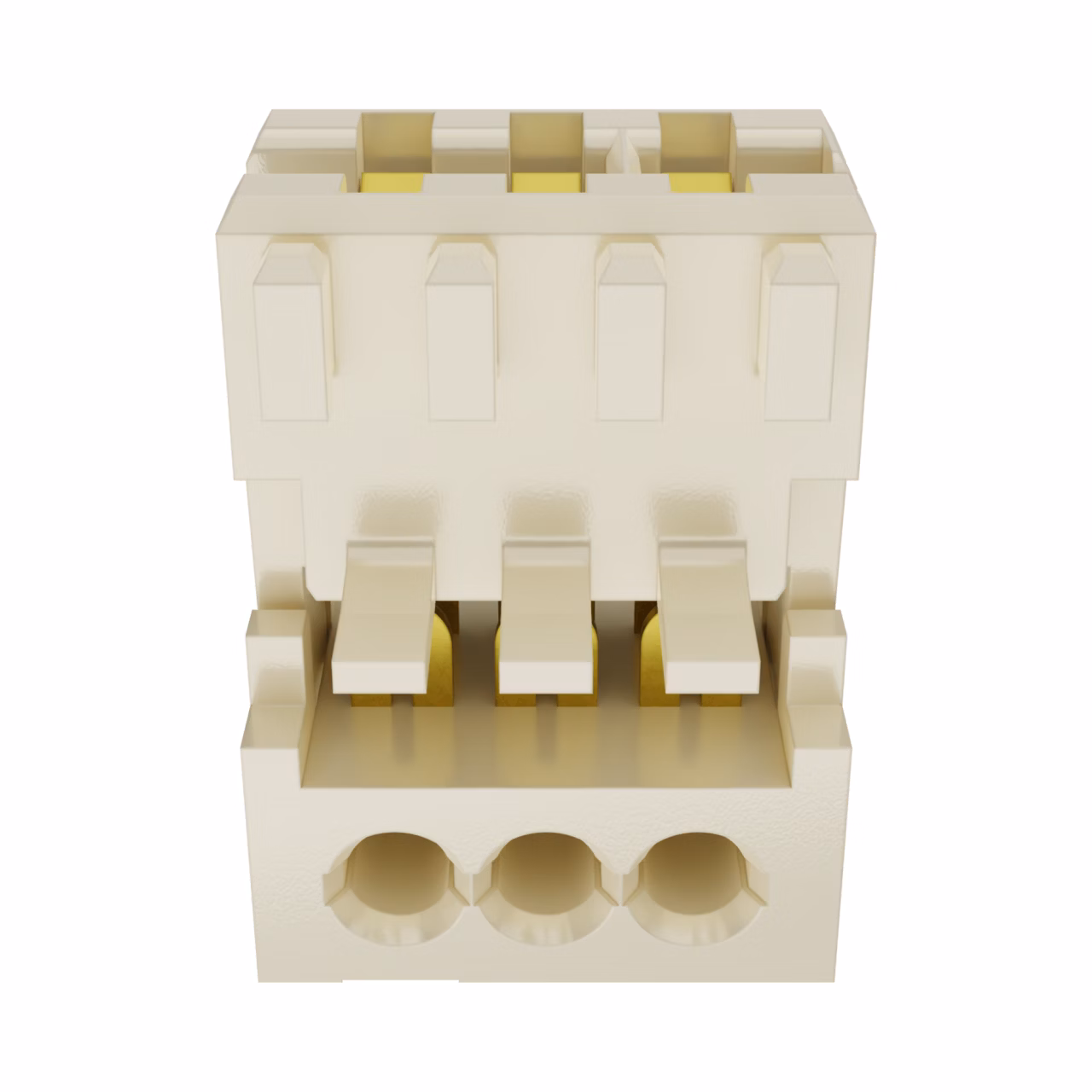 Appli-Mate RAST 2.5 Connector, 2.50mm Pitch, Female, 3 Circuits, No Position Keys Removed, Polarizing Rib Between 2/3, Locking Pips, 1 Closed and 1 Open Endwall, Gold Plating for sale