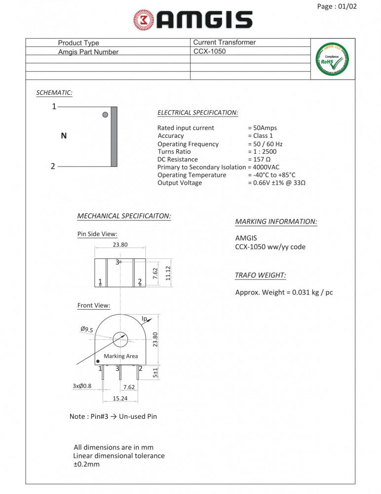 CCX Series technical document, page 1