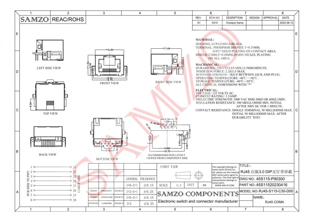 RJ45-S115-C30-D00 technical drawing