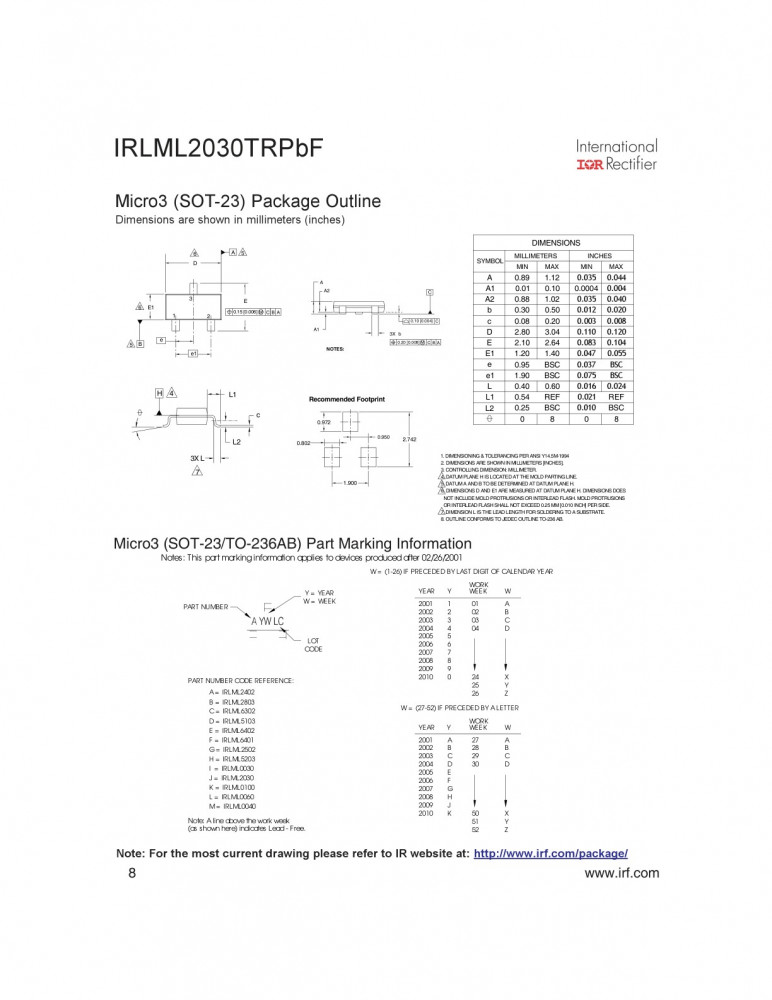 IRLML2030TRPBF datasheet page 8