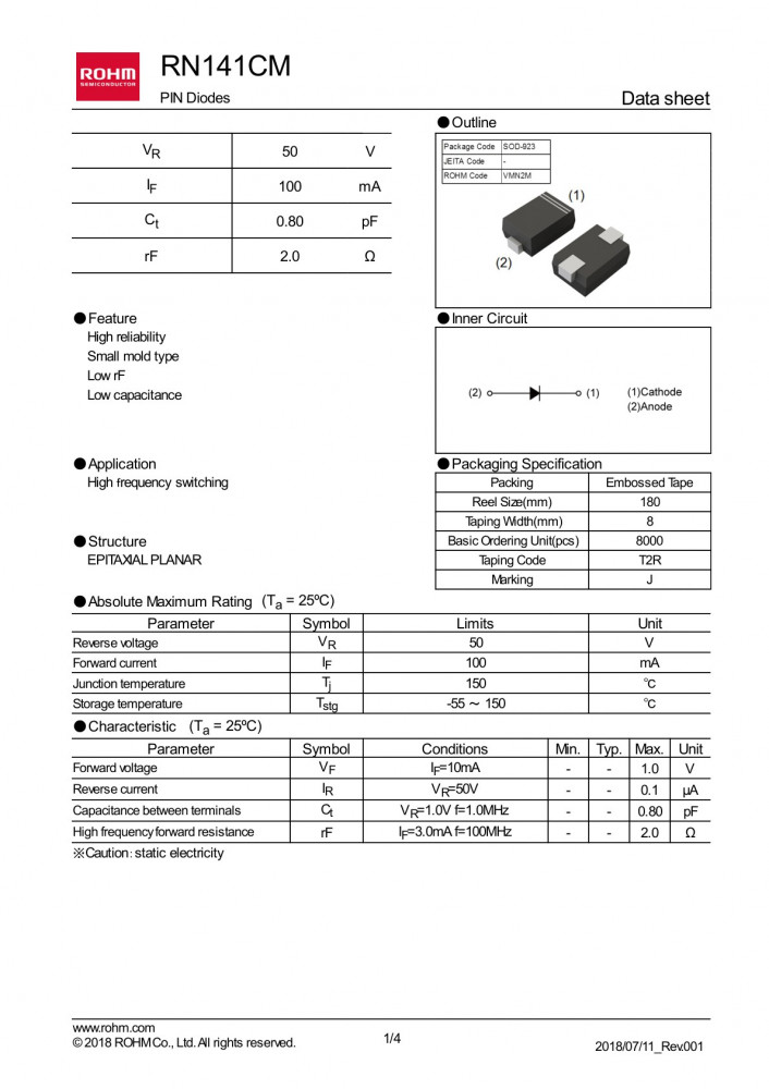 RN141CMT2R datasheet page 1
