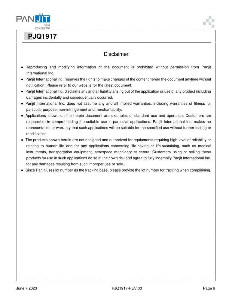 PJQ1917 datasheet page 6