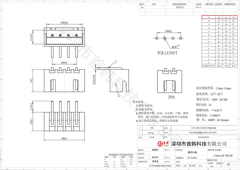 SHOU HAN 2.54mm-16P WZ MS document page 1