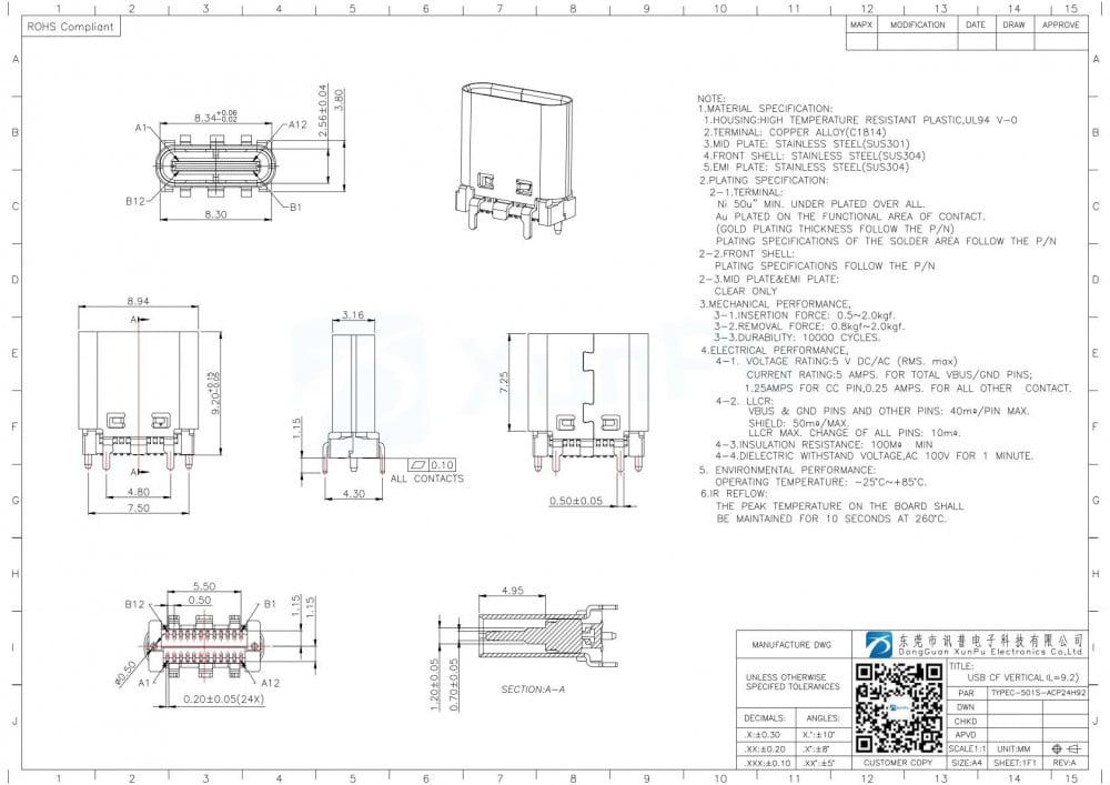 TYPEC-501S-ACP24H92 manufacturer drawing page 1