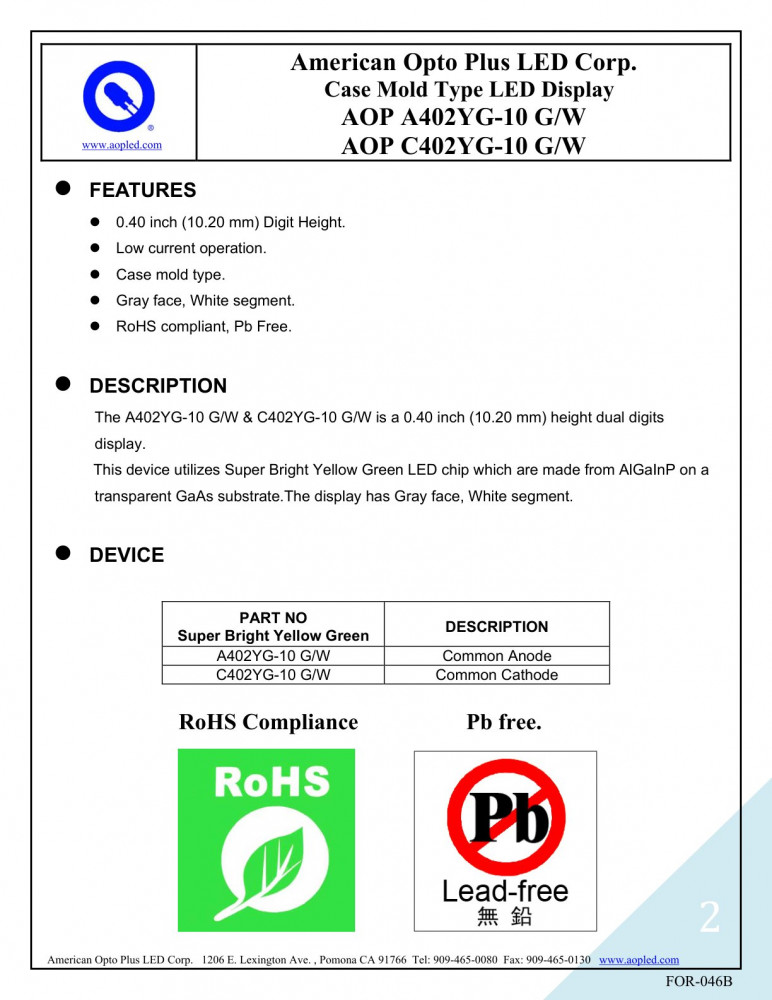 C402YG-10 datasheet page 2