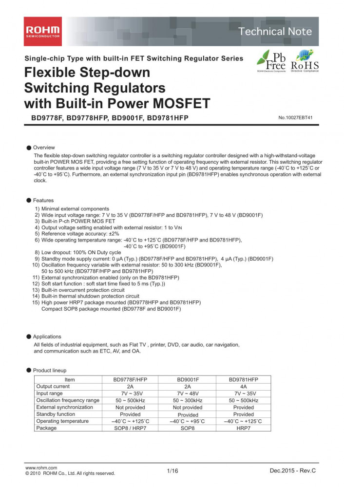 BD9778F-E2 datasheet page 1