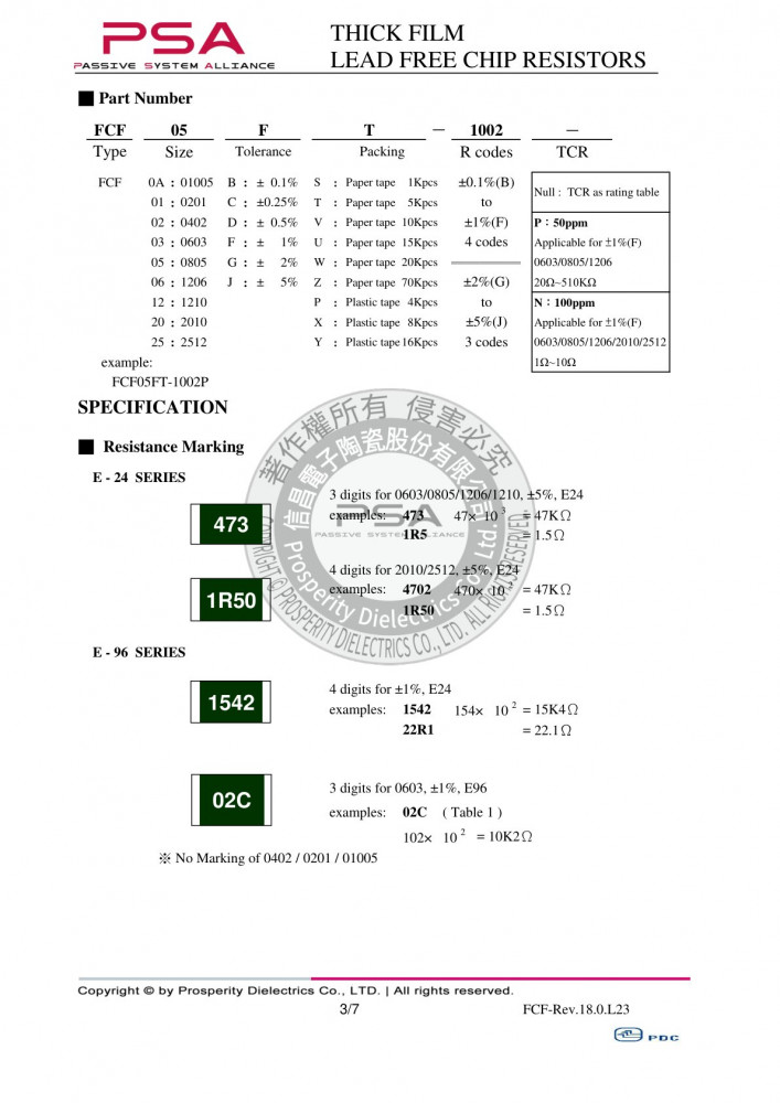PSA FCF series datasheet page 4