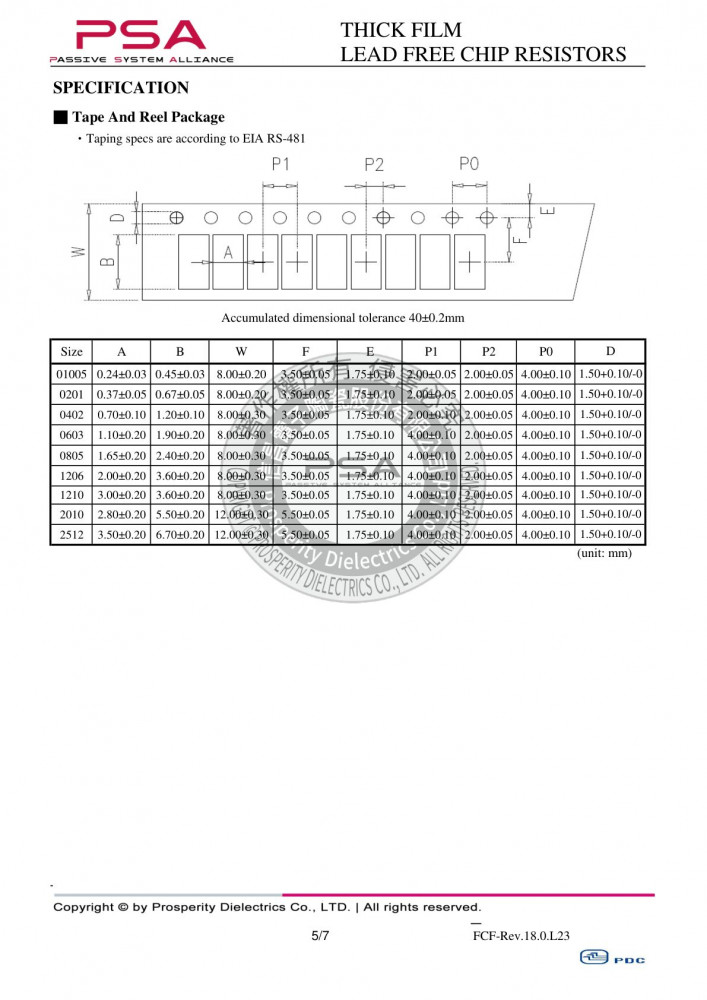 PSA FCF series datasheet page 6