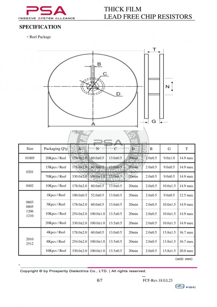 PSA FCF series datasheet page 7