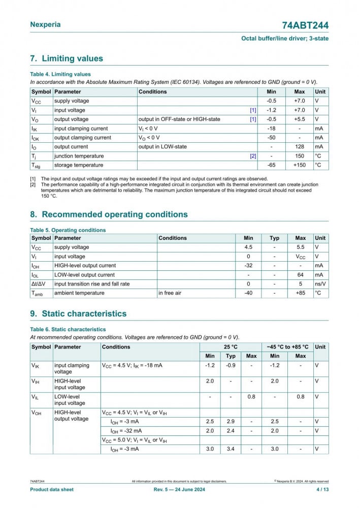 74ABT244PW,118 datasheet page 4