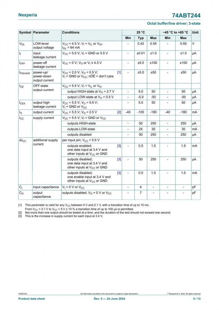 74ABT244PW,118 datasheet page 5