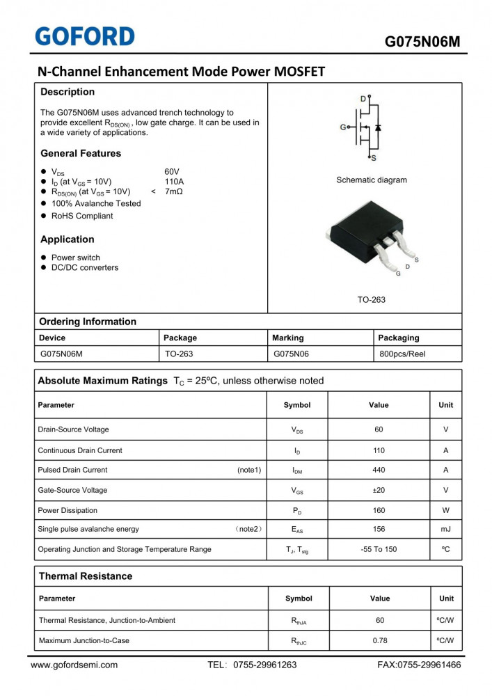 G075N06M datasheet page 1