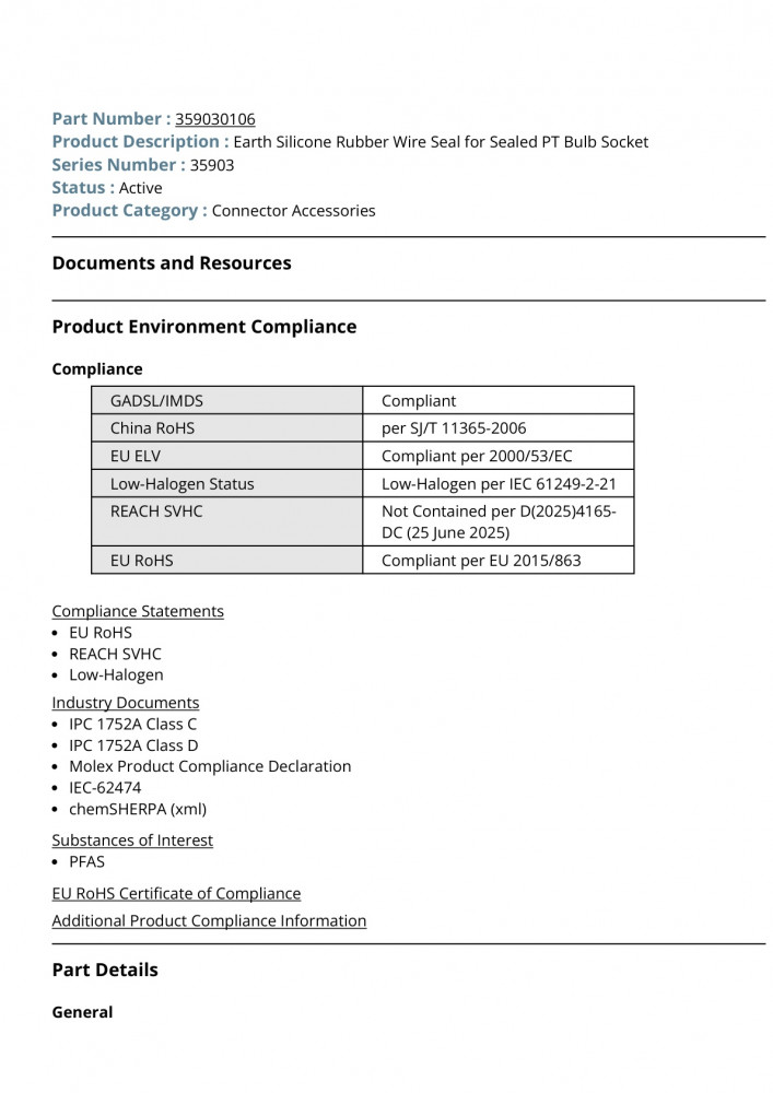 Technical document image 1 for Molex 359030106