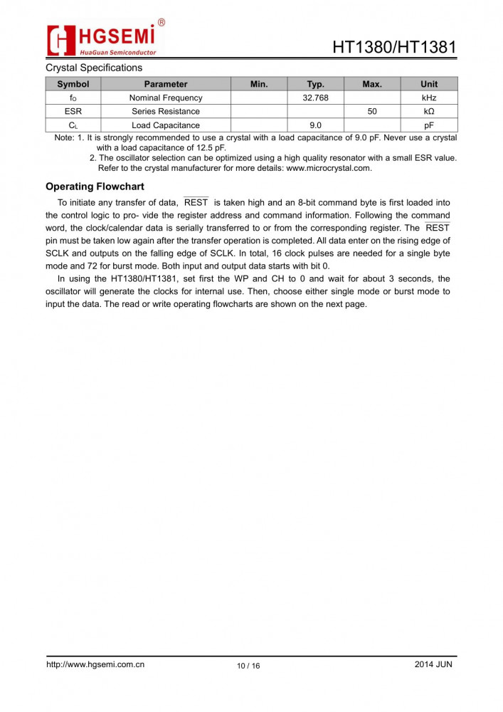 HT1381 datasheet page 10
