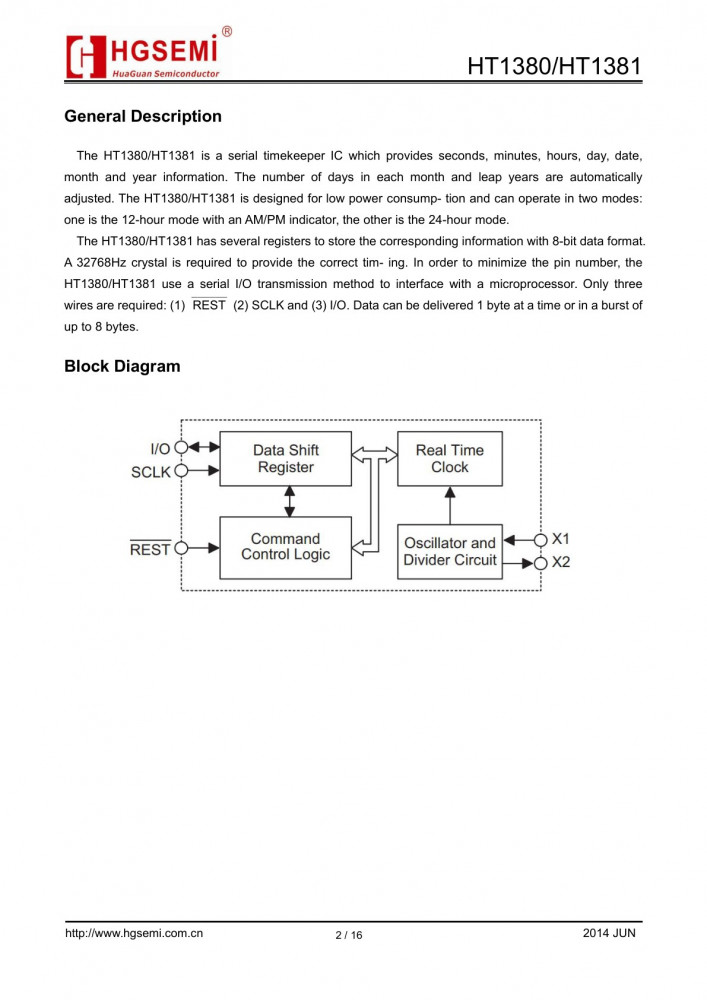 HT1381 datasheet page 2