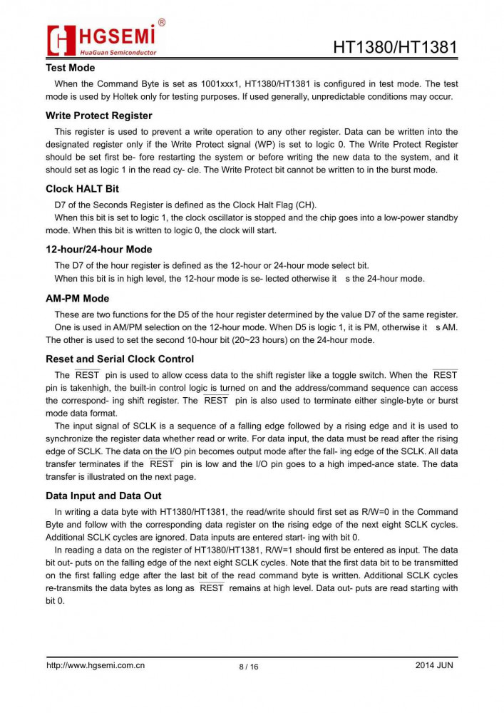 HT1381 datasheet page 8