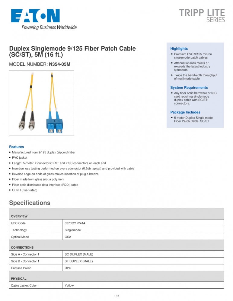 N354-05M technical document page 1