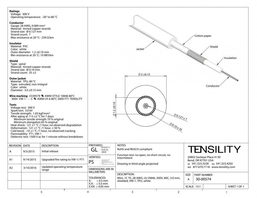 Tensility International 30-00574 wire product drawing