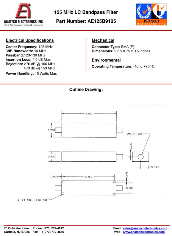 AE125B9105 technical document page 1