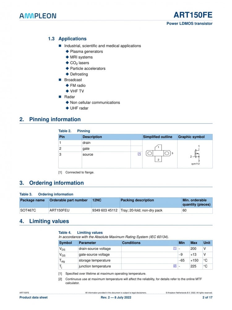 ART150FEU datasheet page 2