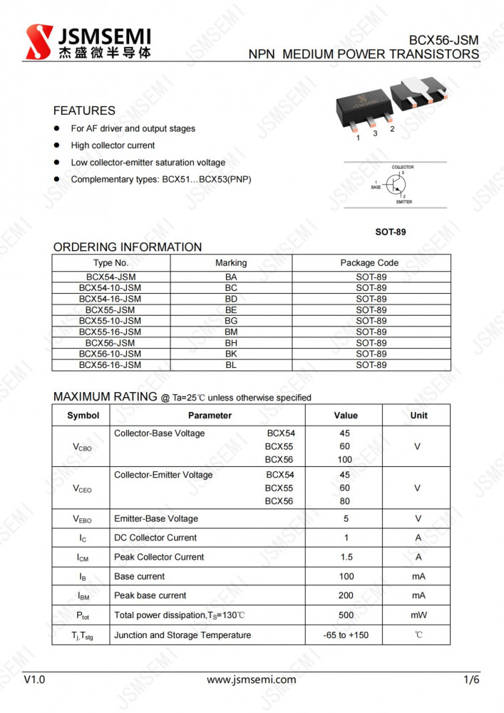 BCX56-JSM datasheet page 1