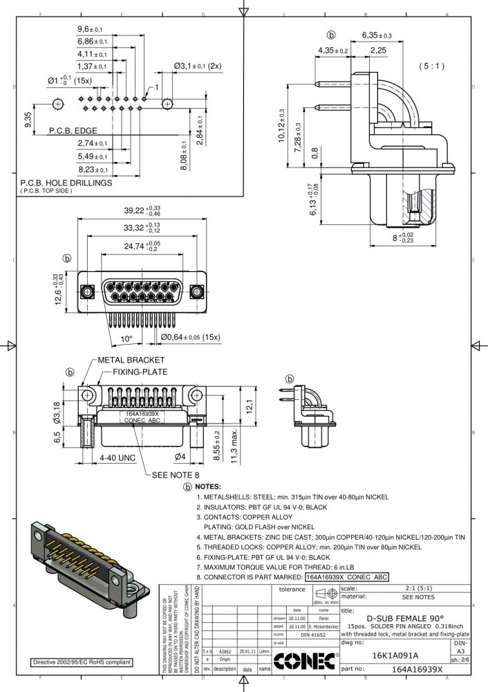Conec D-Sub drawing, sheet 2