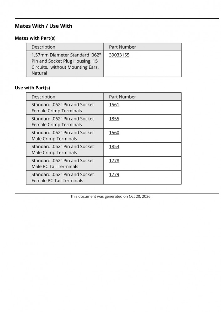 Technical document image 3 for MOLEX 39033156