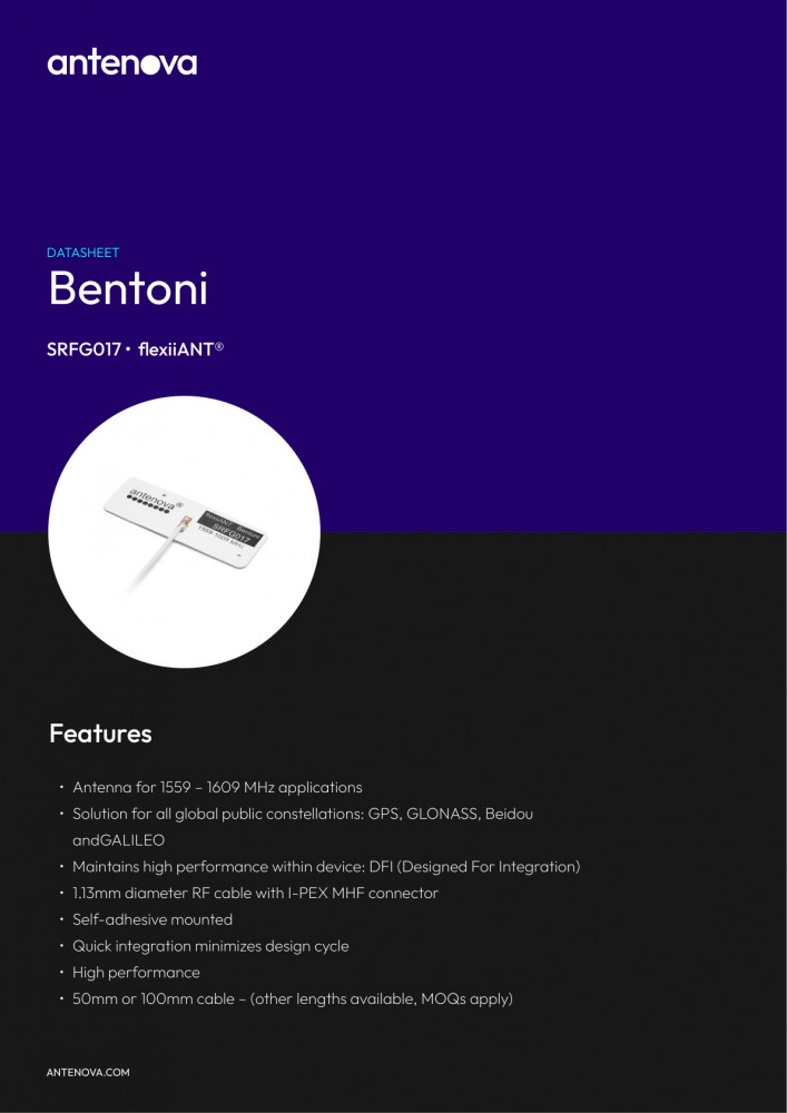 Bentoni datasheet page 1