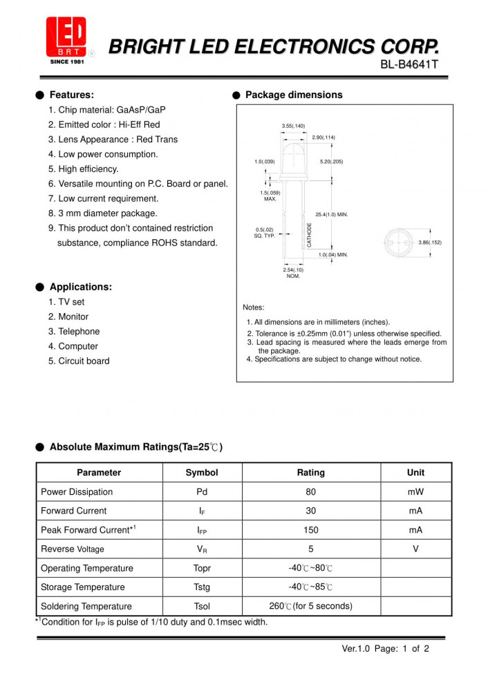 BL-B4641T technical document page 1