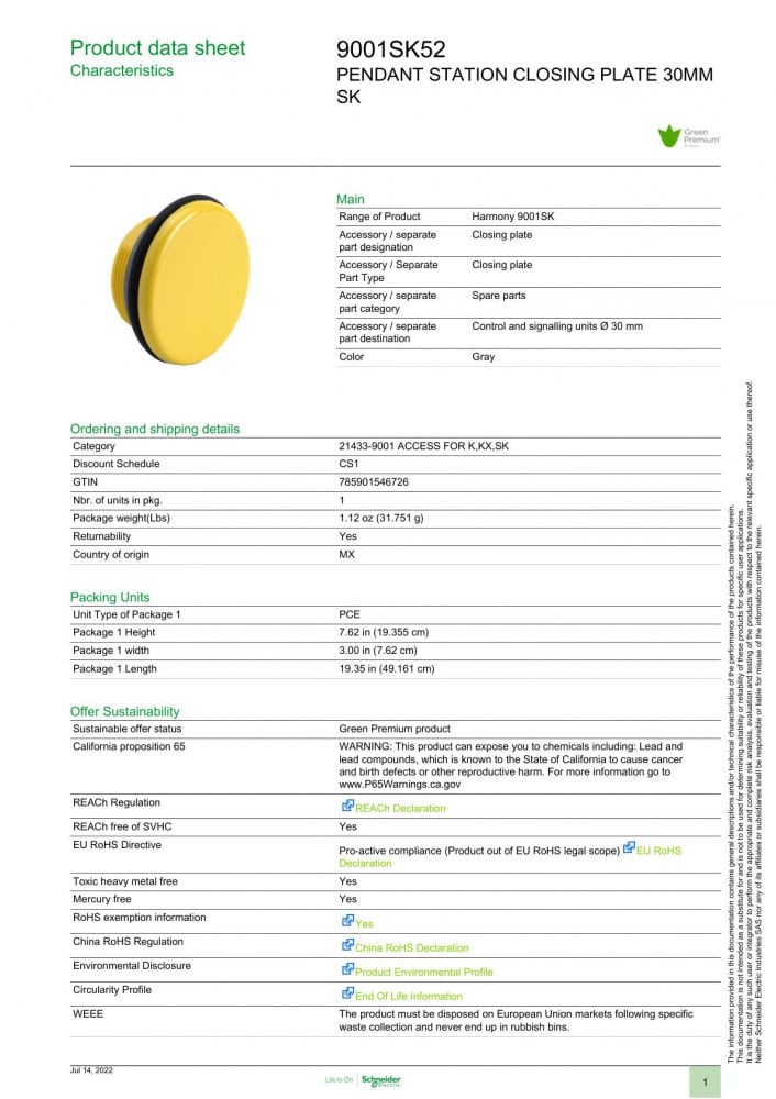 9001SK52 technical document page 1