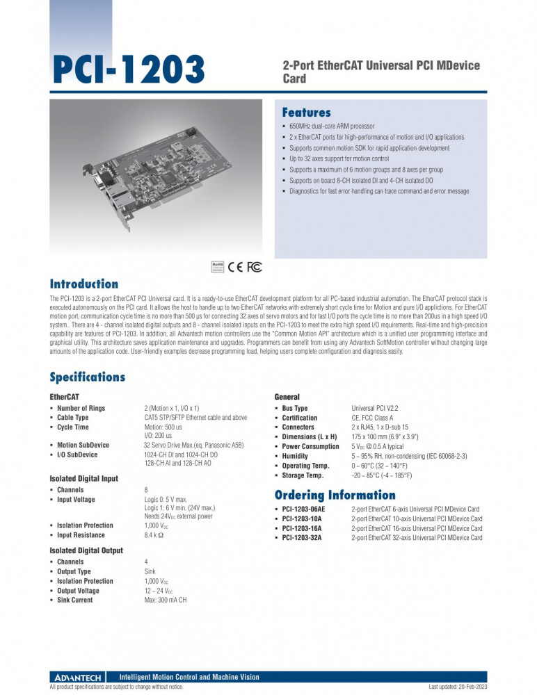 PCI-1203 technical document page