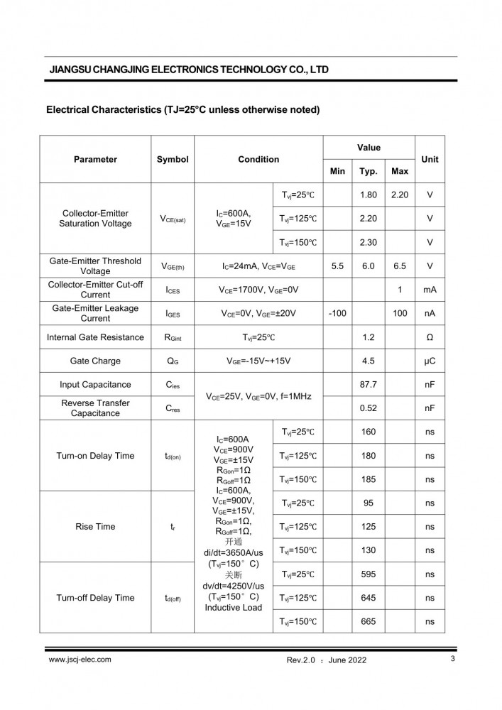 MCF600N170L2E3 datasheet page 3