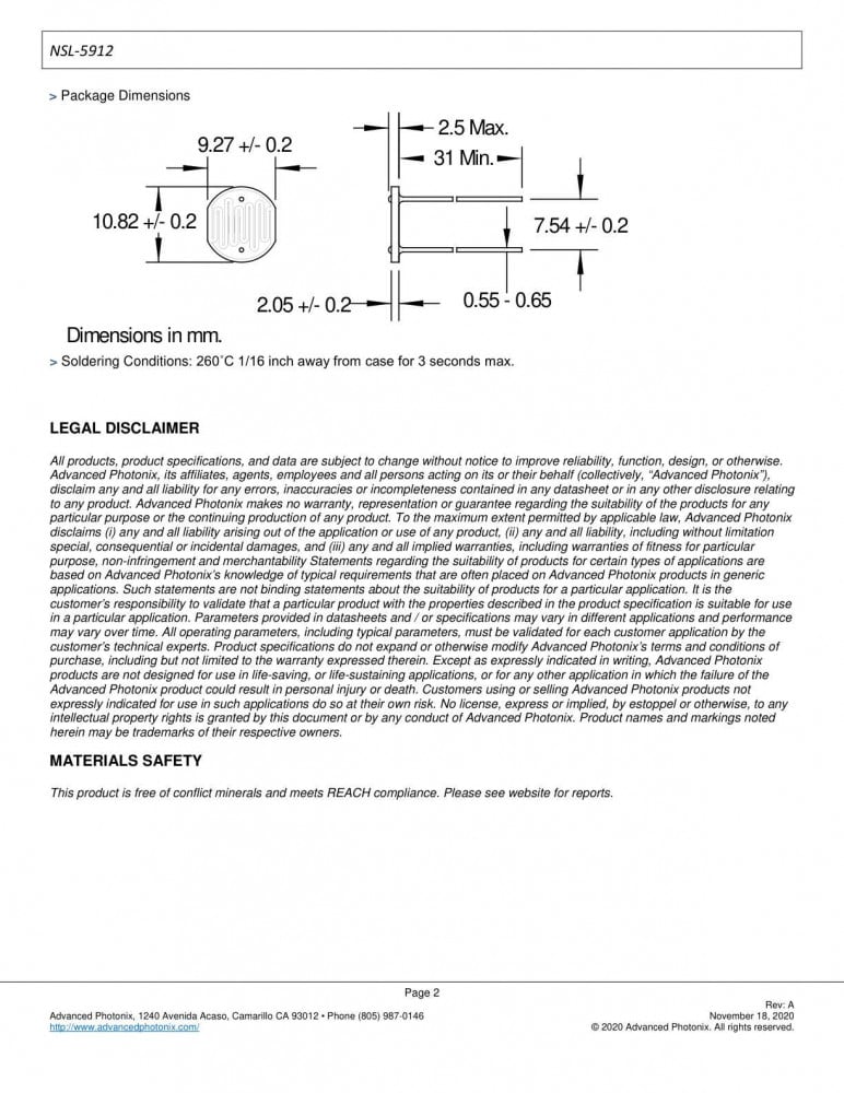 NSL-5912 datasheet page image 2