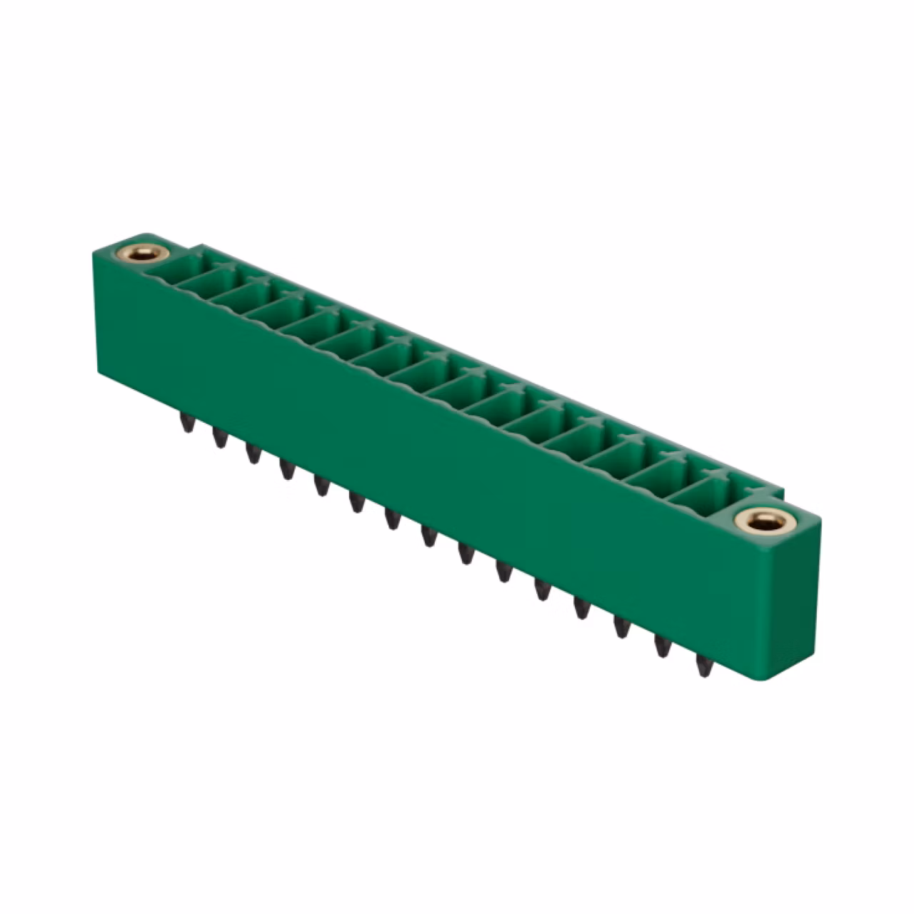 3.50mm Pitch Eurostyle Vertical PCB Header, with Threaded Retention Inserts, Green Housing, 15 Circuits for sale