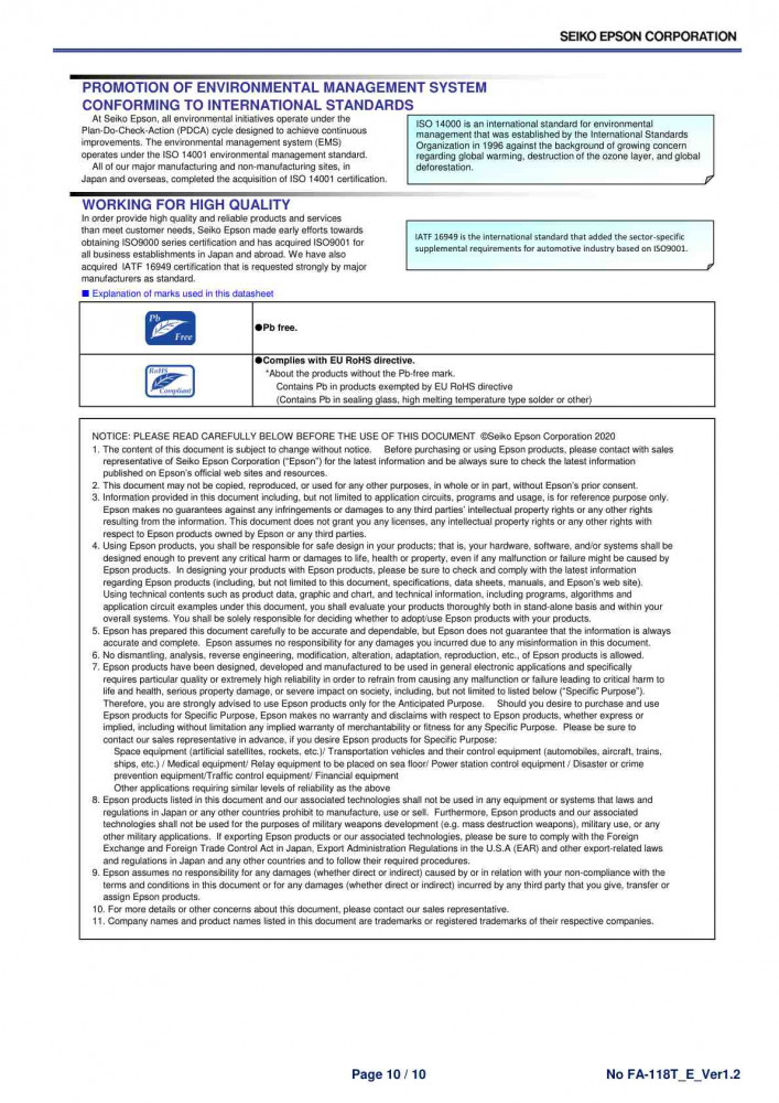 FA-118T datasheet page 10