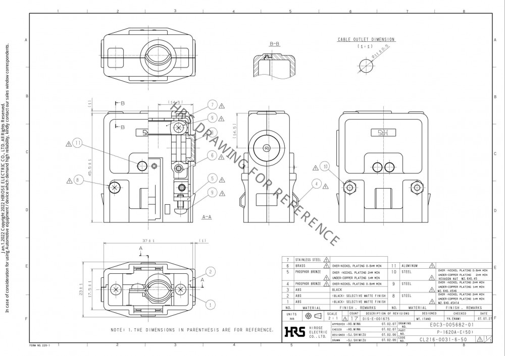 HRS P-1620A-C(50) technical drawing preview