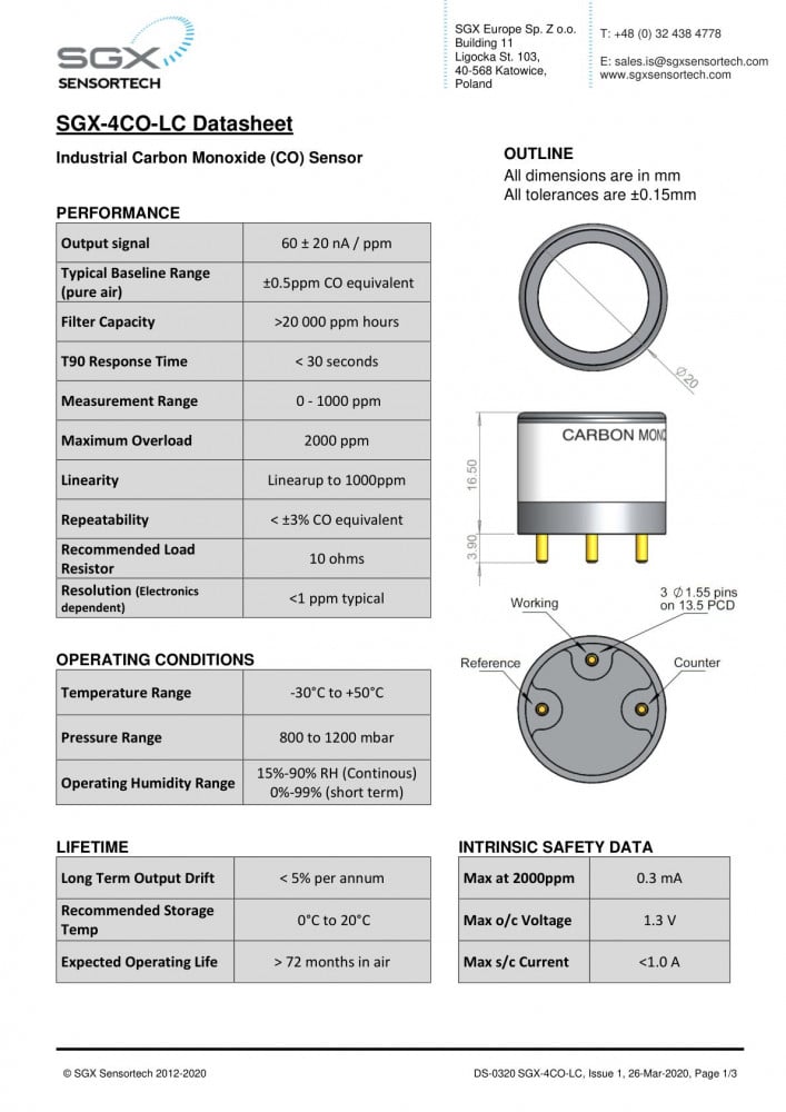 SGX-4CO-LC datasheet page 1